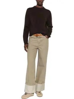 I BLUES Ribbed-trim Crew-neck Sweater - Brown