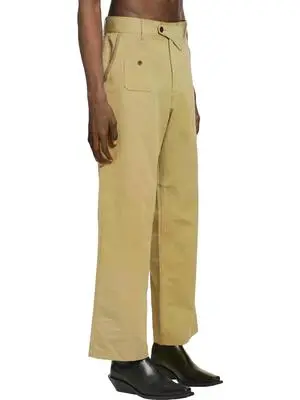 Junya Watanabe Beige Leather Trim Flared Trousers - Neutrals