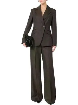 Max Mara Wool Pressed Crease Wide-leg Trousers - Brown