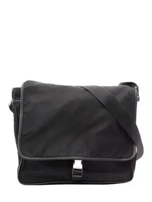 Prada Saffiano Leather Trim Messenger Bag - Black
