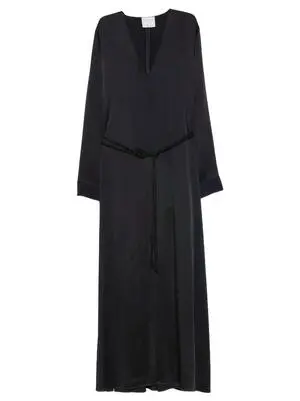 FORTE_FORTE Belted V-neck Maxi Dress - Blue
