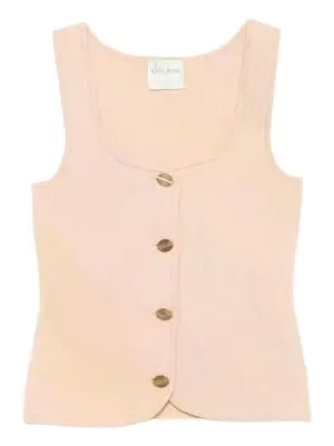 FORTE_FORTE Knitted Vest With Button Detail - Neutrals