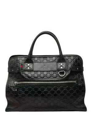 GUCCI Gucci Embossed Leather Business Bag