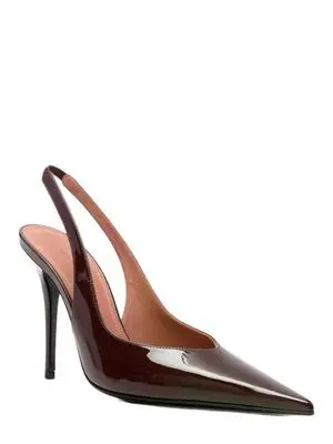 Amina Muaddi Patent Slingback Pumps - Red