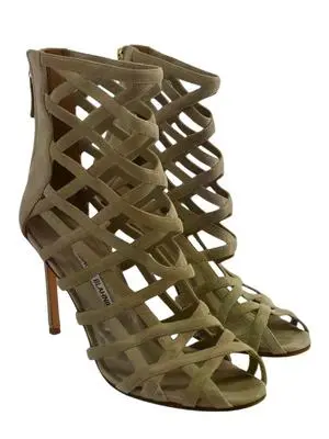 MANOLO BLAHNIK Manolo Blahnik Suede Cage Stiletto Sandals