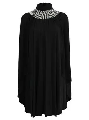 Saint Laurent Embellished Cape Dress - Black