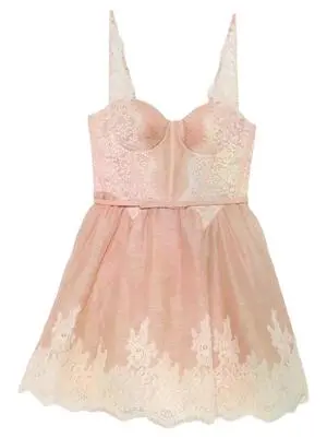 Zimmermann Lace-trim Belted Mini Dress - Pink