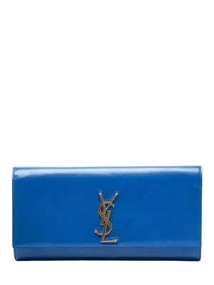 Saint Laurent 2013 Grain De Poudre Monogram Cassandre Clutch Bag - Blue