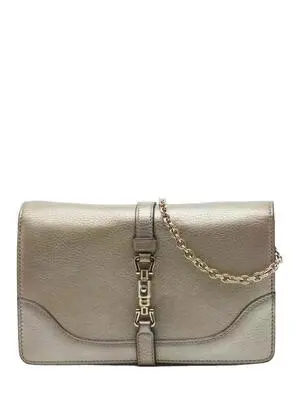 Gucci Metallic Pebbled Calfskin Piston Broadway Evening Bag Shoulder Bag - Gold