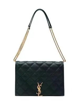 Saint Laurent Quilted Lambskin Becky Chain Shoulder Bag - Green