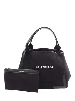 Balenciaga Balenciaga Black Canvas Leather Trim Tote Bag Black