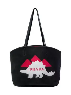 PRADA Prada Canvas Dinosaur Print Canapa Tote Bag