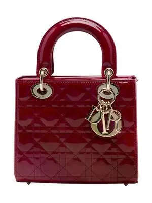 Dior Patent Cannage Lady Satchel - Red