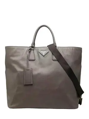 Prada Saffiano Shopping Tote Satchel - Brown