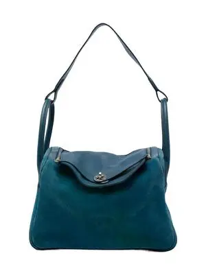 Hermès Hermès Veau Grizzly And Swift Lindy 30 Satchel Blue