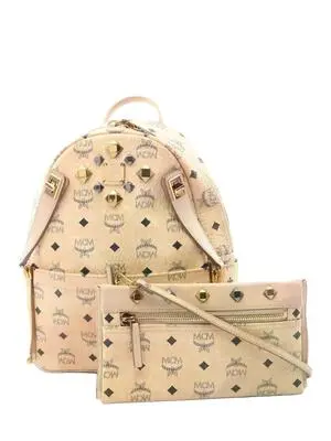Mcm Stark Visetos Stud-embellished Backpack - Neutrals