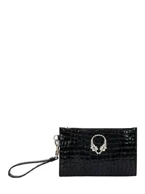 Roberto Cavalli Croc-effect Tiger-motif Clutch Bag - Black