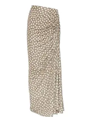 ALAÃA Alaïa Gathered Polka Dot Maxi Skirt - Beige