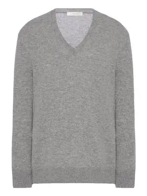 THE ROW Phora Cashmere V-neck Sweater - Light Grey