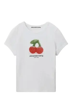ALEXANDER WANG Alexander Wang Fitted Ringer Tee With Cherry Graphic