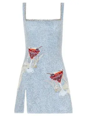CLIO PEPPIATT Embellished Martini Mini Dress - Blue