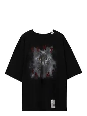 Mihara Yasuhiro Cat Printed Tee - Black