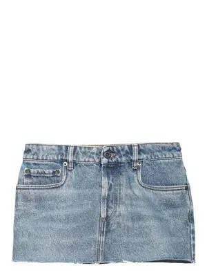 Miu Miu Denim Mini Skirt With Frayed Hem - Blue