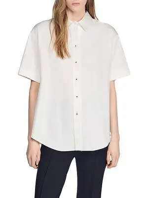 Sandro Pleated Back Shirt - Ecru