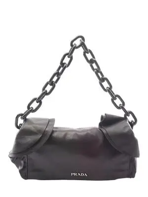 Prada 2000s Frill Chain Shoulder Bag - Black