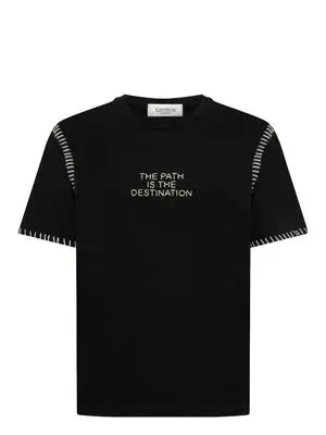 LANEUS Blanket-stitched T-shirt - Black