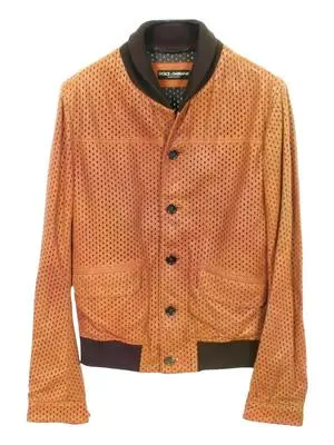 Dolce & Gabbana Perforated Leather Jacket - Orange