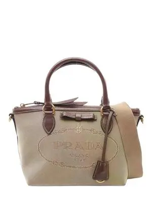 PRADA Prada 2010s Logo Jacquard Tote Bag