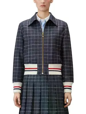 Thom Browne Thom Browne Windowpane Houndstooth Tweed Jacket Blue