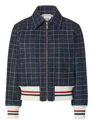 Thom Browne Thom Browne Windowpane Houndstooth Tweed Jacket Blue