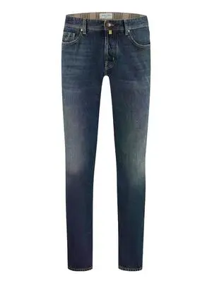 Jacob Cohen Whiskered Jeans With Logo Patch - Blue