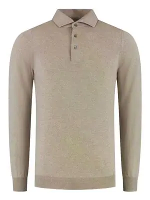 GRAN SASSO Long-sleeve Knitted Polo Shirt - Neutrals