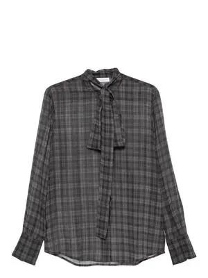 7 For All Mankind Pussy-bow Check Shirt - Grey