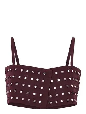 PAR Y ESCALA Indira Embellished Cotton Top - Brown