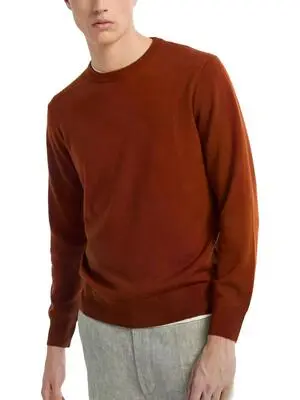 YVES SALOMON Crew Neck Merino Wool Sweater - Brown