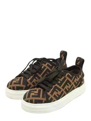 Fendi Zucca Monogram Knit Lace-up Sneakers - Brown