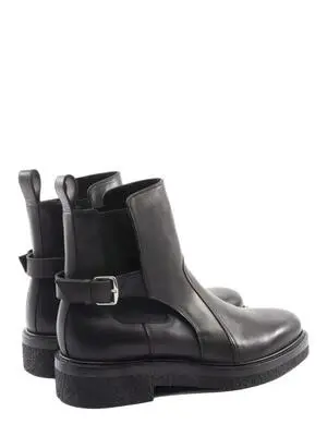 Hermès Leather Buckled Ankle Boots - Black