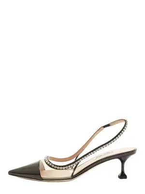 MIU MIU Miu Miu Crystal-Embellished Patent Leather And PVC Slingback Pumps