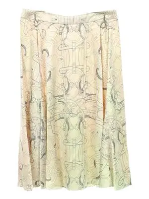 Hermès Silk Eperon D'or Midi Skirt - Neutrals