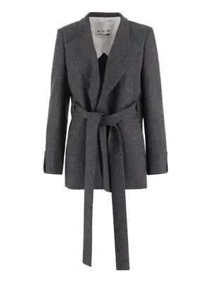SA SU PHI SA SU PHI Belted Herringbone Pattern Tailored Jacket