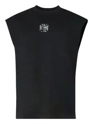 Vetements Cross-print Sleeveless T-shirt - Black