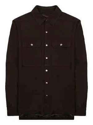 Rick Owens Overshirt In Leather - Brown