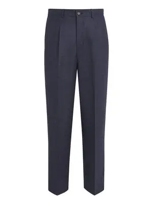 Pal Zileri Virgin Wool Pleated Trousers - Navy
