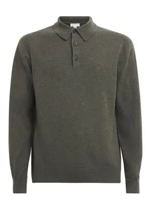 Sunspel Cashmere Long-sleeve Polo Shirt - Green