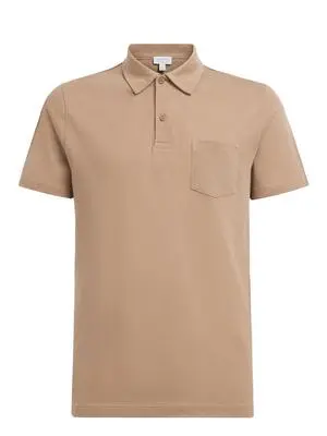 Sunspel Supima Cotton Riviera Polo Shirt - Brown
