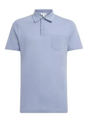 Sunspel Supima Cotton Riviera Polo Shirt - Blue